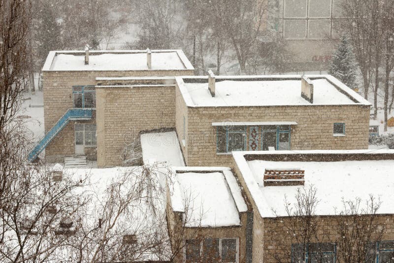 Winter roofs of houses stock image. Image of snowbank - 48778775
