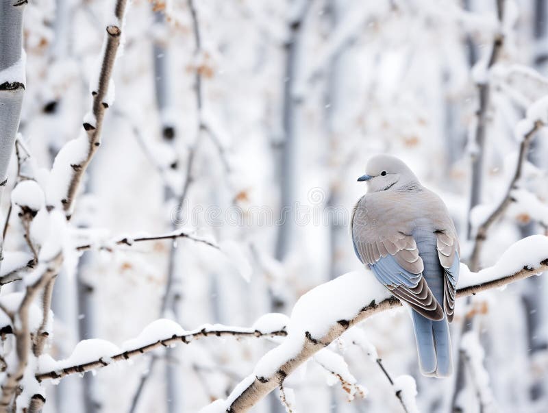 Winter Roost for a Collared Dove Made with Generative AI Illustration ...