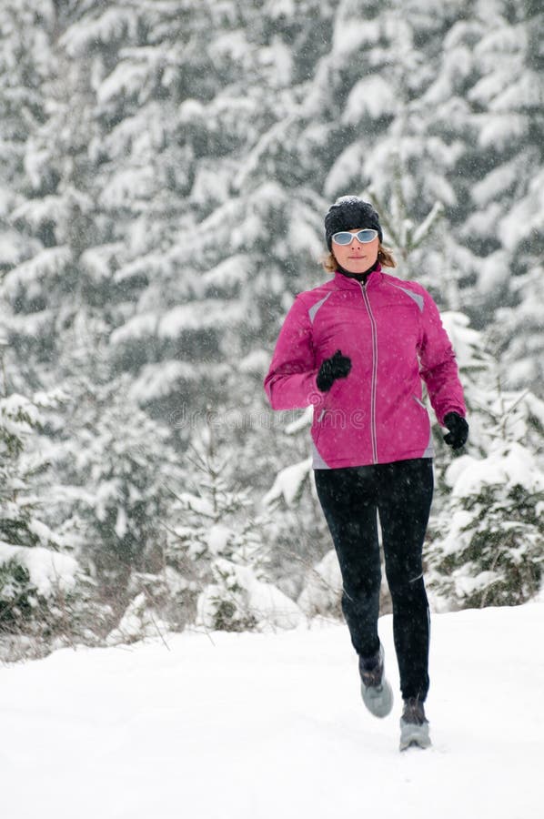 Winter running stock photo. Image of sport, cold, female - 16419038