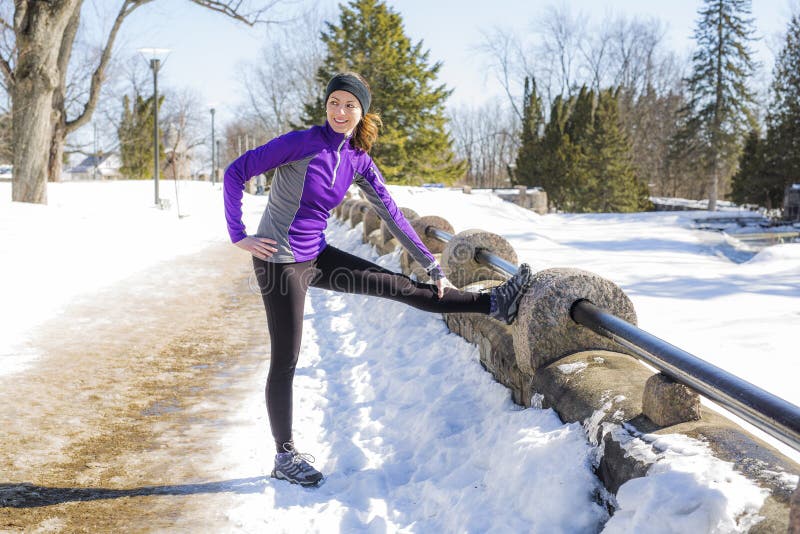 Winter Running Exercise. Runner Jogging in Snow. Stock Image - Image of ...