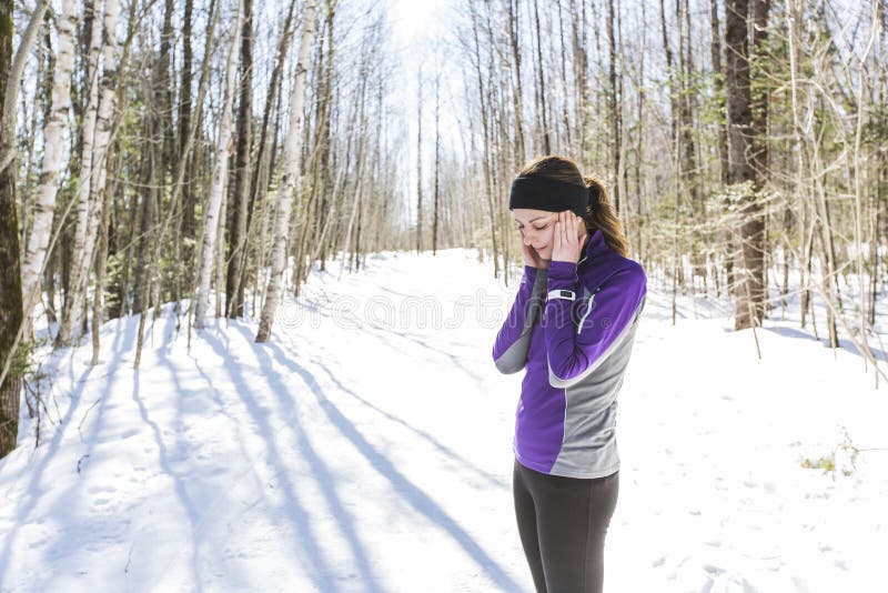 Winter Running Exercise. Runner Jogging in Snow. Stock Photo - Image of ...