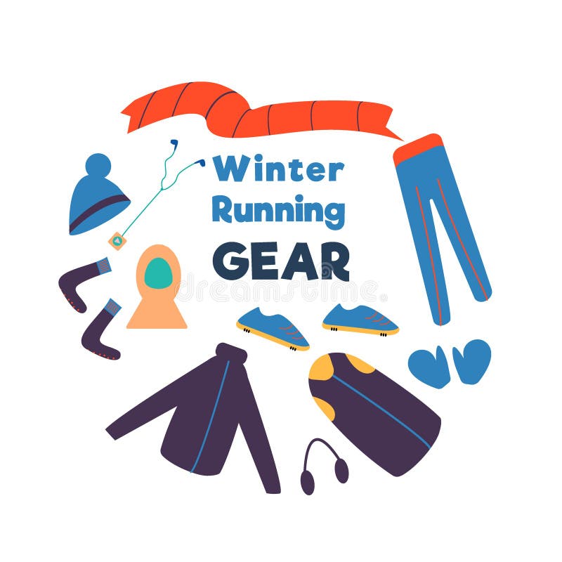 Winter Running Gear. Set of Winter Clothes and Accessories for Running ...