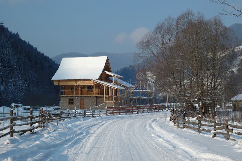 Winter Rural Road through the Frozen Trees Stock Image - Image of ...