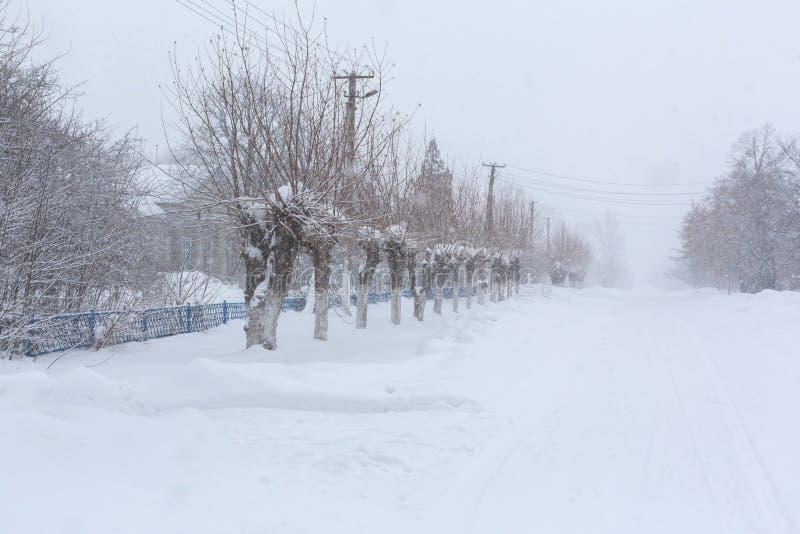 Winter, Rural Streets are Covered with Snow. Snow Blizzard Stock Image ...