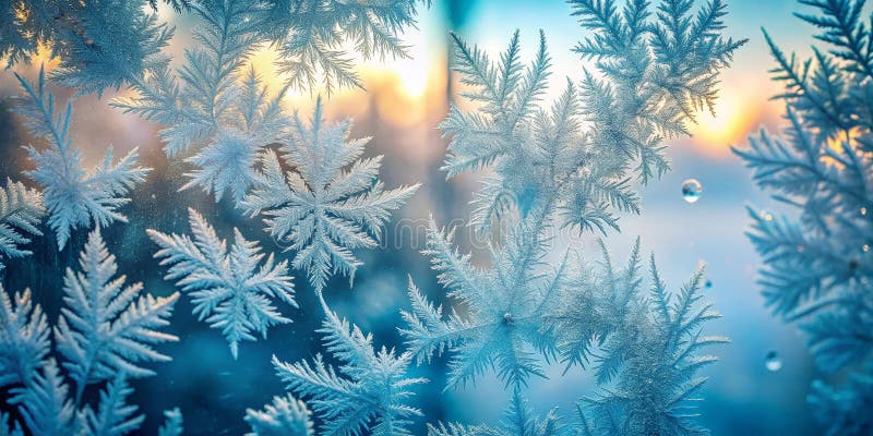 Winter S Delicate Frost Patterns on a Window Pane at Sunrise ...