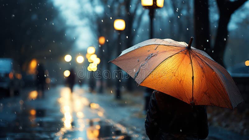 Winter S Rainy Embrace on a Chilled Night. Generative AI Stock ...