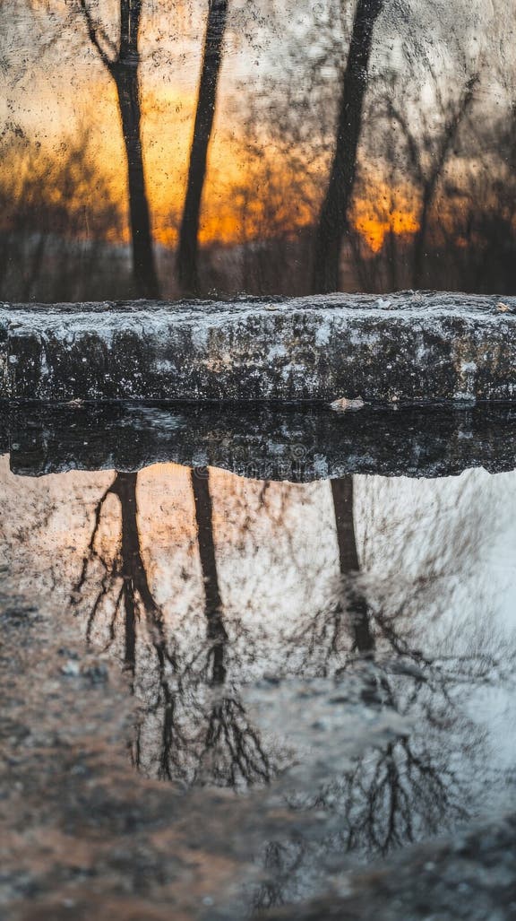 Winter S Reflection: the View through a Shattered Mirror Stock Image - Image of element, line ...