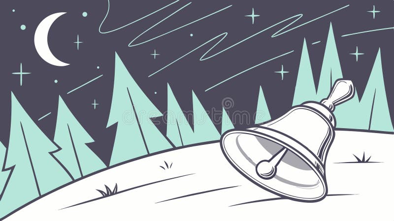 Winter S Serenade Bell in Moonlit Snowy Landscape, Vector Design ...