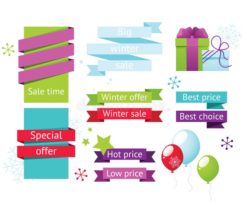 Winter sale labels set stock vector. Illustration of collection - 29444423