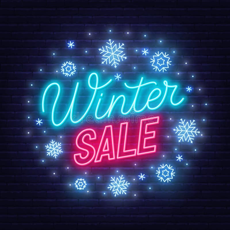 Winter Sale Neon Sign on Dark Background Stock Vector - Illustration of ...