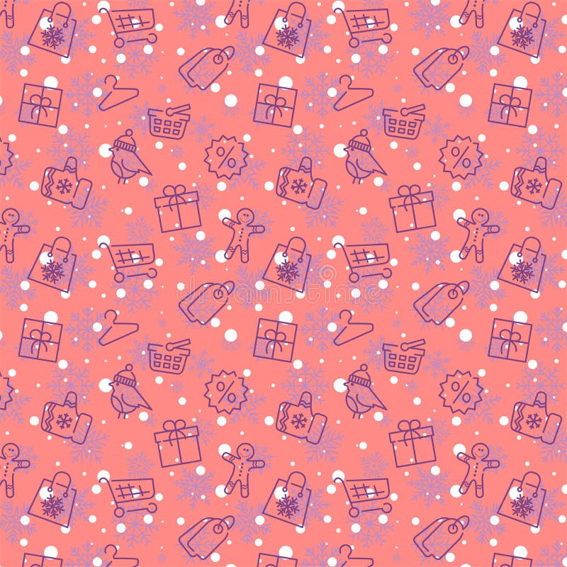 Winter Sale and Shopping Seamless Pattern Stock Vector - Illustration ...
