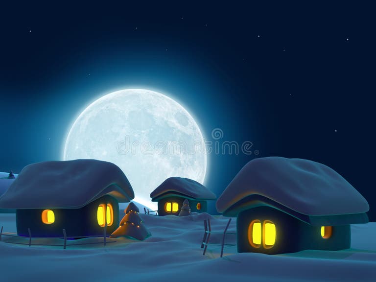 Illuminated Winter Village Scene Stock Illustrations – 9,569 ...