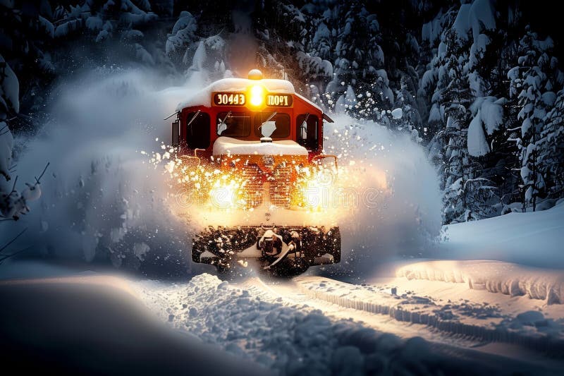 Winter Scene Featuring a Diesel Locomotive Pulling a Freight Train ...