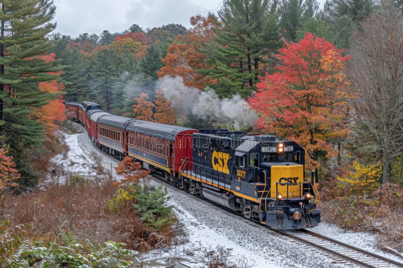 Winter Scene Featuring a Diesel Locomotive Pulling a Freight Train ...