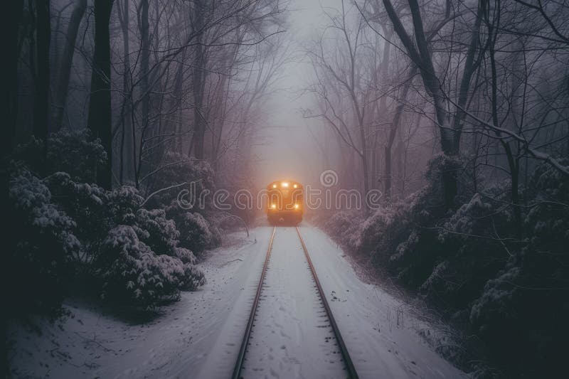Winter Scene Featuring a Diesel Locomotive Pulling a Freight Train ...
