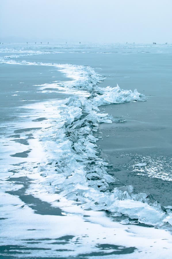 Winter Scene with Frozen Ice-pack Ice Float and Other Formations Stock ...