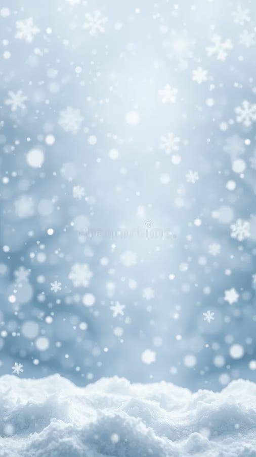 Winter Scene with Gently Falling Snowflakes and a Soft Snowy Ground ...