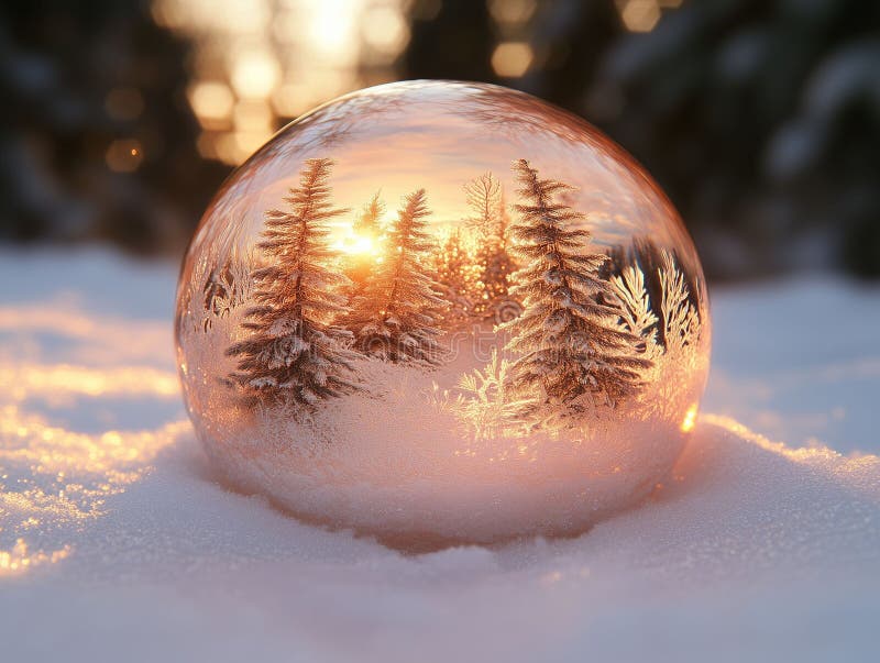Winter Scene in a Glass Sphere Stock Illustration - Illustration of ...
