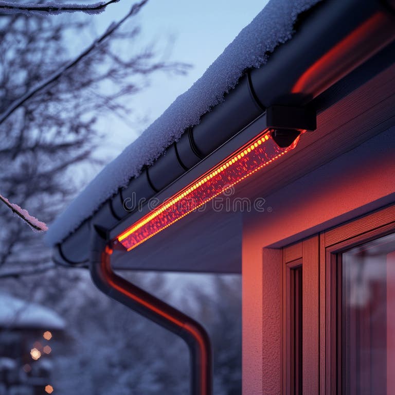 Winter Scene with Gutter Heating System and Temperature Zones ...