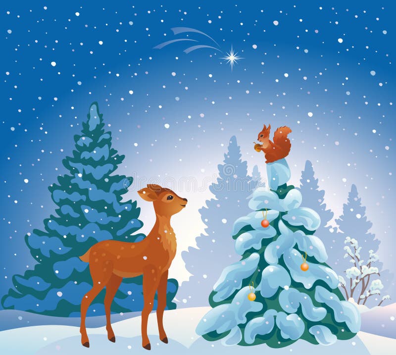 Winter scene stock vector. Illustration of card, holiday - 45473412