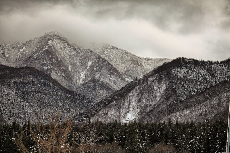 Winter Scene in the Japanese Alps, Nagano Prefecture Stock Image ...