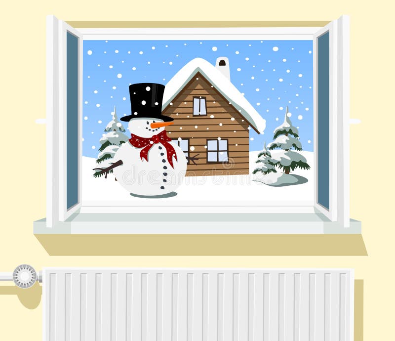 Winter Window Scene stock illustration. Illustration of snow - 7275501