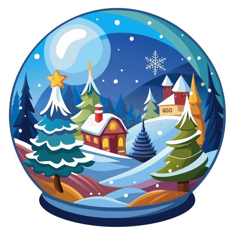 Winter Scene Reflection in Christmas Bauble Glass Ball Stock Vector ...