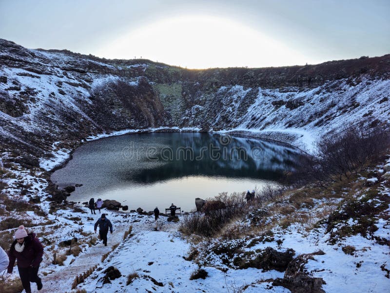 Winter Scene Showcasing a Snow-covered Lake in Iceland Stock Photo ...