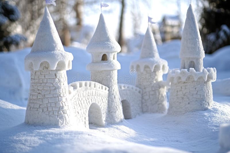 A Winter Scene with a Snow Castle Sitting in the Snow Stock Photo ...