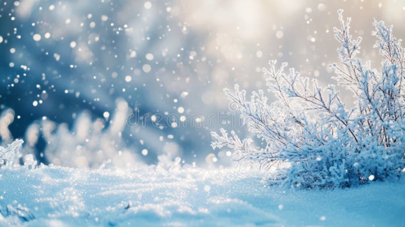 Winter Scene with Snow and Ice in Cold Atmosphere Stock Illustration ...