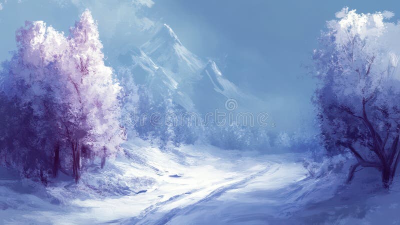 Winter Scene with Snow and Ice in Cold Atmosphere Stock Illustration ...