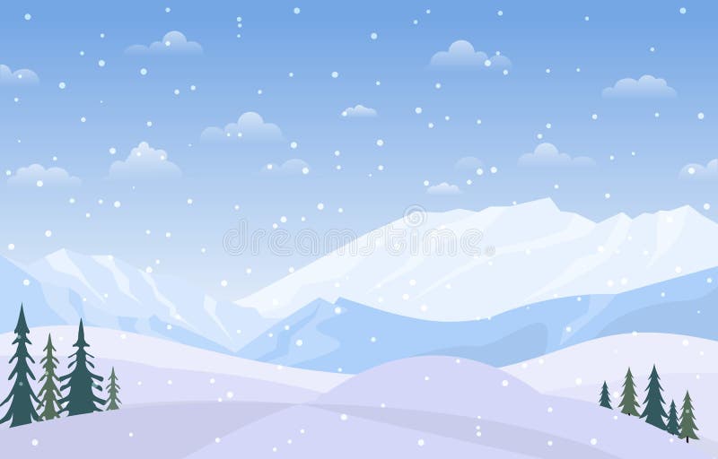 Winter Scene Snow Landscape with Pine Trees Mountain Vector ...