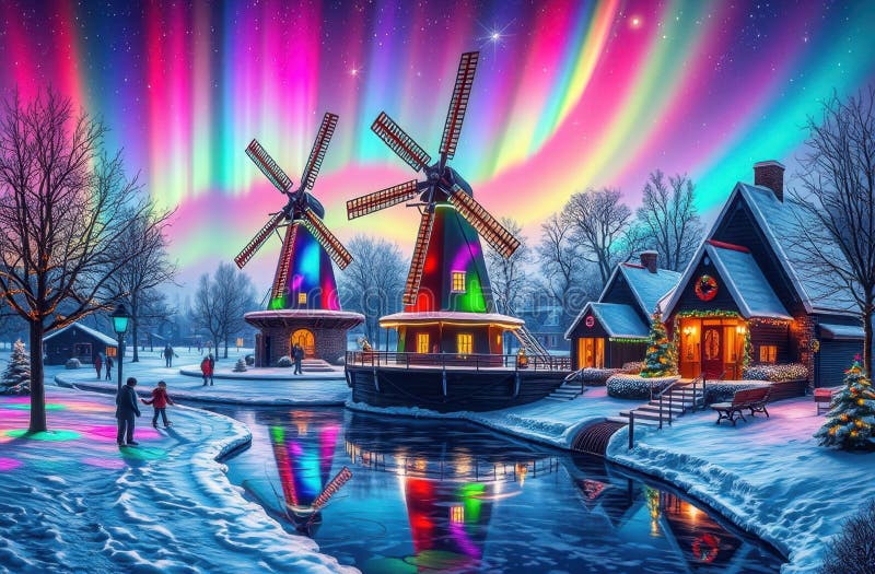 Winter Scene with Vibrant Colors at 25-11-2024 Stock Illustration ...