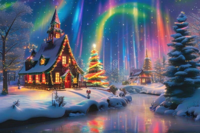 Winter Scene with Vibrant Colors at 25-11-2024 Stock Illustration ...