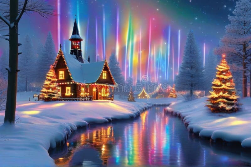 Winter Scene with Vibrant Colors at 25-11-2024 Stock Illustration ...