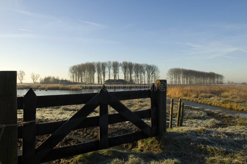 Winter scenery stock photo. Image of gate, nederland, landschap - 414658