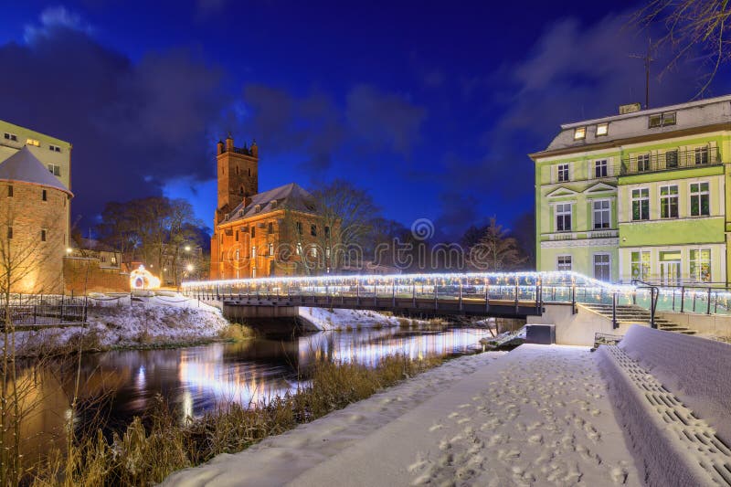 Winter Scenery of the City of Slupsk at Dusk, Poland Stock Photo ...