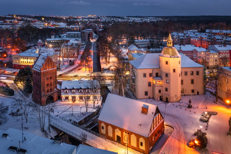 Winter Scenery of the City of Slupsk at Dusk, Poland Stock Image ...