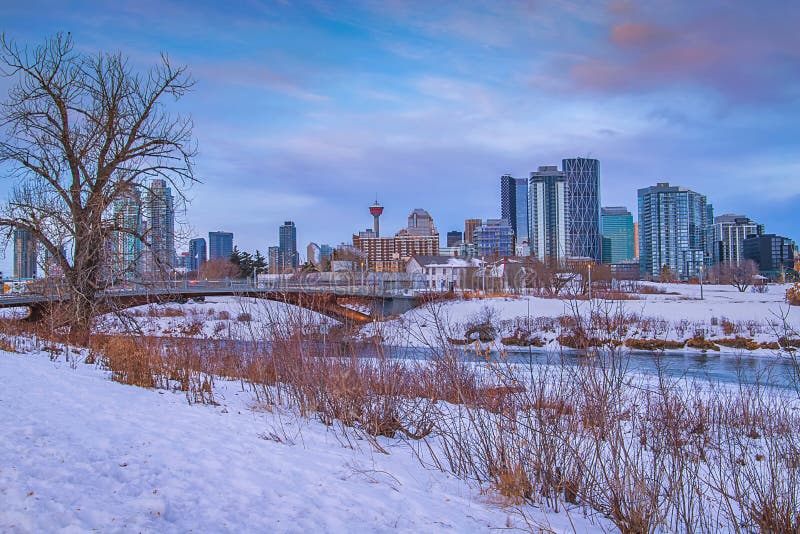 Winter Scenery by Downtown Calgary Stock Image - Image of panoramic ...