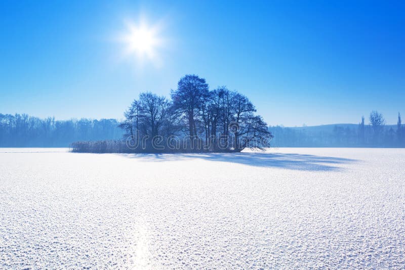 Winter Scenery of Frozen Lake Stock Image - Image of fozen, country ...