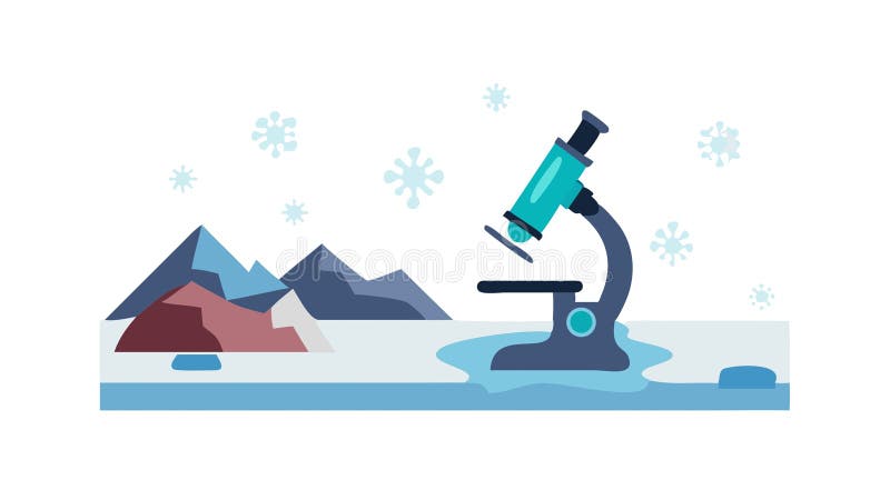 Winter Science and Cryogenics Research with Microscope, Vector Design ...