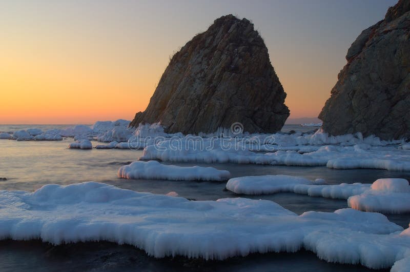 Winter sea coast. stock photo. Image of white, water, sunlight - 7261564