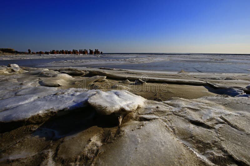 The winter sea ice stock photo. Image of open, cool - 238973744