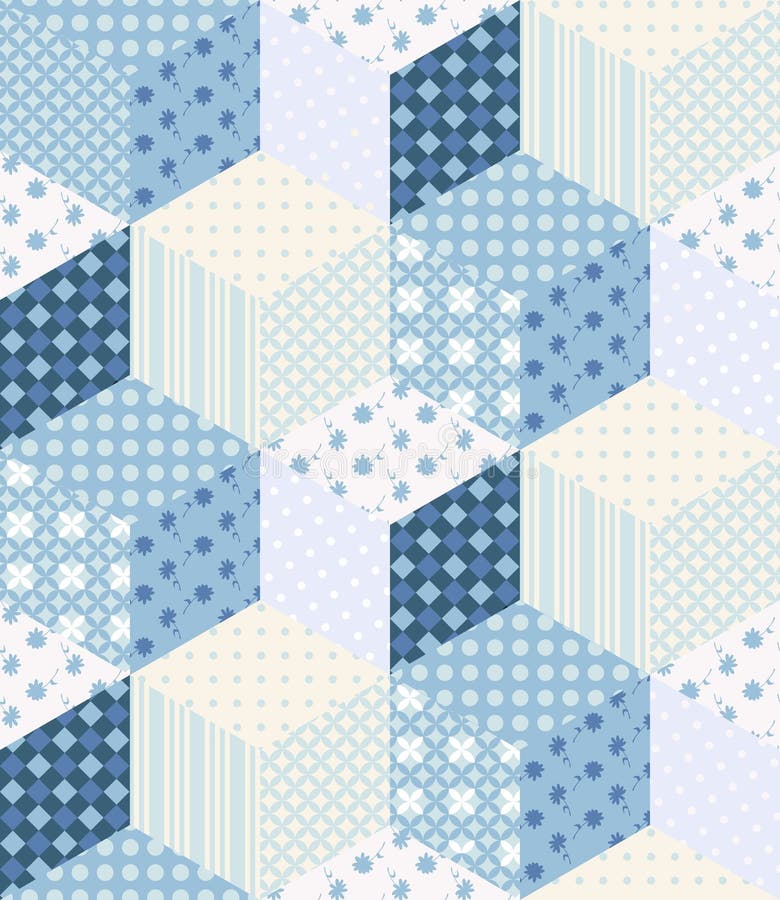 Winter Seamless Patchwork Pattern from Different Elements in Blue and Pink Tones Stock Vector ...