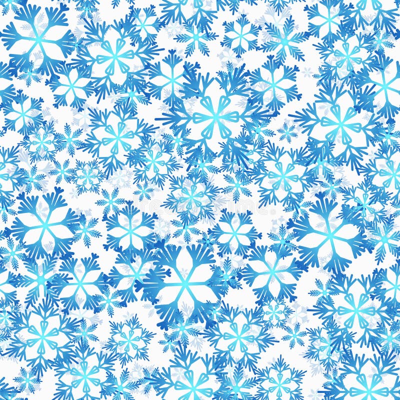 Winter Seamless Pattern with Blue Snowflakes on White Background ...