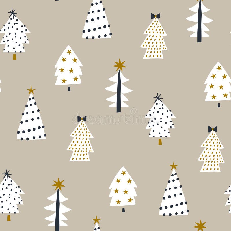Winter Seamless Pattern with Christmas Tree. Holiday Festive Creative ...