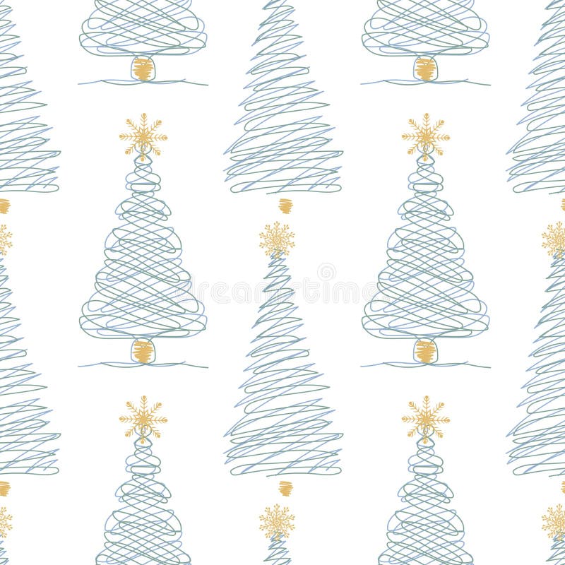 Winter Seamless Pattern with Christmas Trees and Snowflakes on White ...