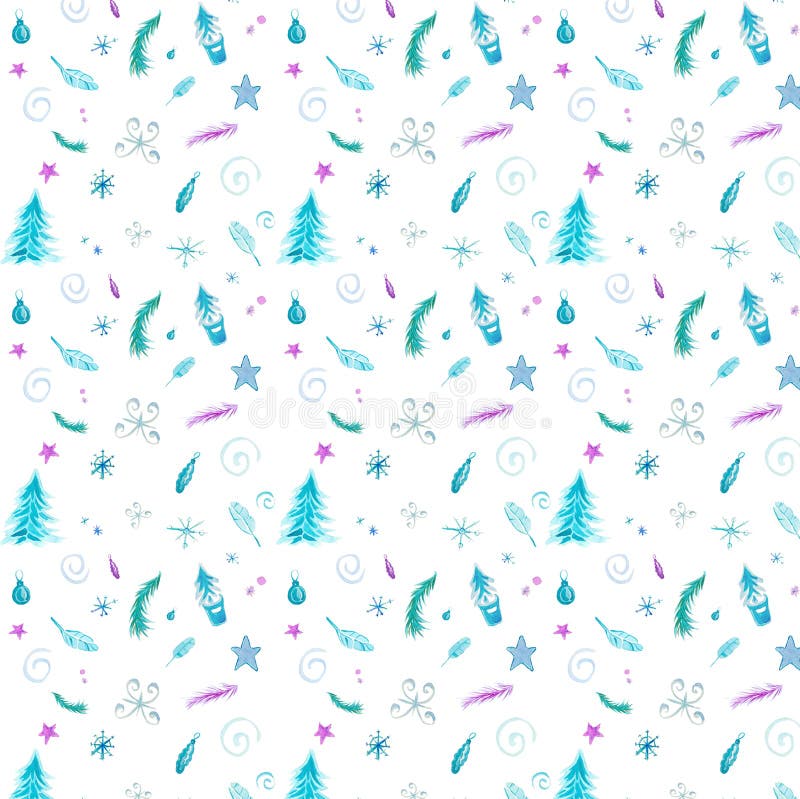 Winter Seamless Pattern in Cold Colors Stock Illustration ...