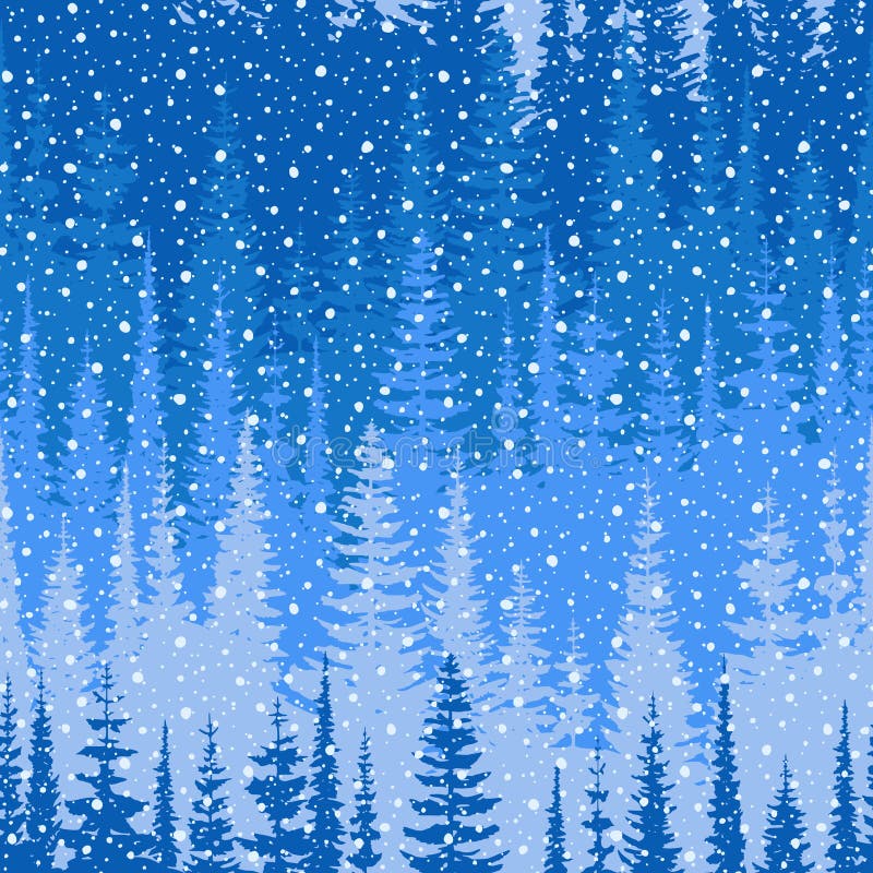 Winter Seamless Pattern. Forest, Falling Snow Stock Illustration ...