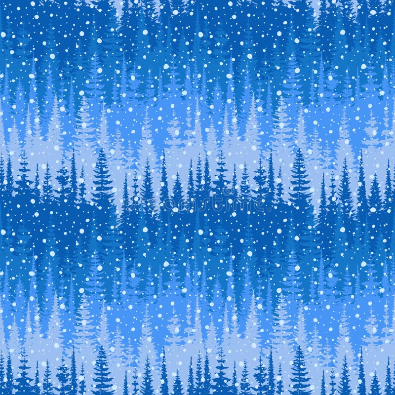 Winter Seamless Pattern. Forest, Falling Snow Stock Vector ...